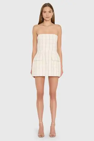 Amanda Uprichard Strapless Tweed Romper - Ivory