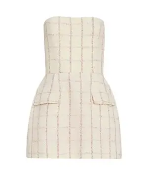 Amanda Uprichard Strapless Tweed Romper - Ivory