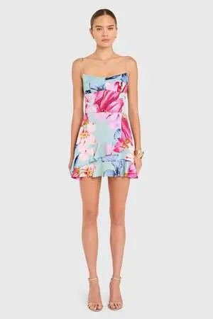 Amanda Uprichard Magnolia Floral Mini Romper - Blue Multi