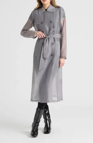 NVLT Sheer Trench Coat - Grey