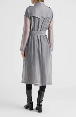 NVLT Sheer Trench Coat - Grey