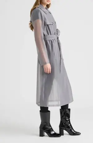NVLT Sheer Trench Coat - Grey