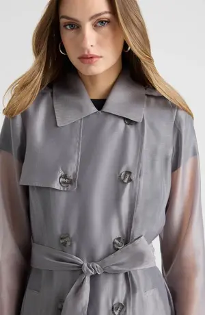 NVLT Sheer Trench Coat - Grey