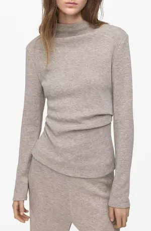 Mango Funnel Neck Long Sleeve Sweatshirt - Brown/grey