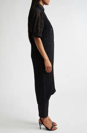 Eleventy Sequin-embellished Open Stitch Long Cardigan