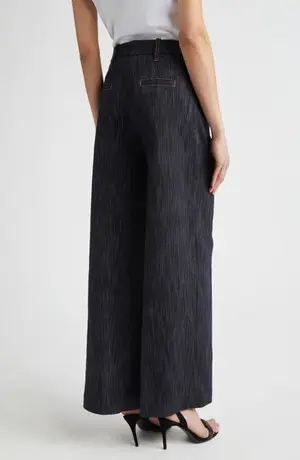 Eleventy Pintuck Wide Leg Jeans