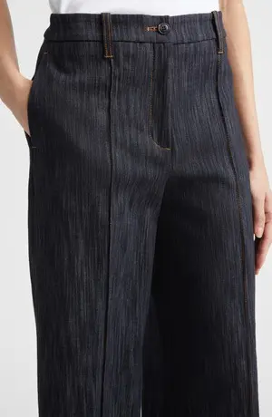 Eleventy Pintuck Wide Leg Jeans