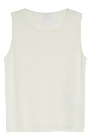 Eleventy Sequin Embellished Silk & Cotton Sweater Vest - 00 Ivory