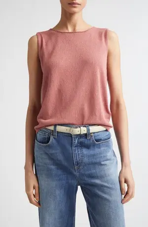 Eleventy Sequin Embellished Silk & Cotton Sweater Vest - 174 Raspberry