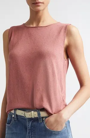 Eleventy Sequin Embellished Silk & Cotton Sweater Vest
