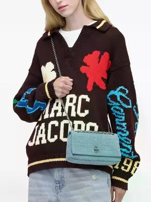 Marc Jacobs Slim Croc Suede Dual-chain Shoulder Bag - Blue