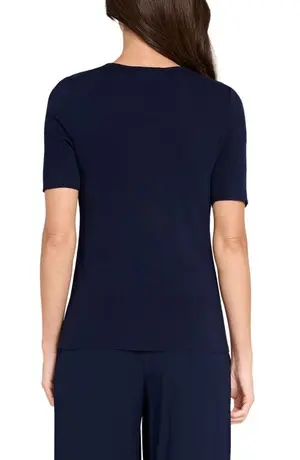 TAHARI ASL Short Sleeve Sweater - Deep Navy