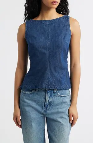 Madewell Ruched Denim Shell Top