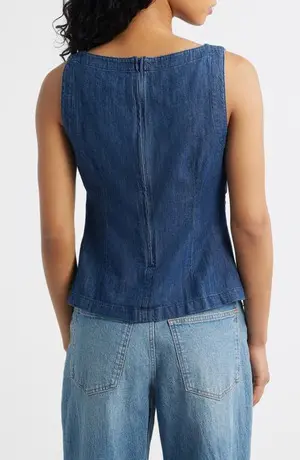 Madewell Ruched Denim Shell Top