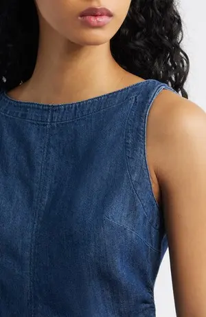 Madewell Ruched Denim Shell Top - Light Rinse