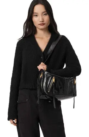 ALLSAINTS Jean Ray Leather Shoulder Bag - Black