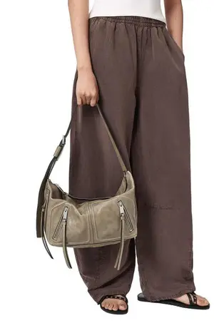 ALLSAINTS Jean Ray Leather Shoulder Bag - Pebble Grey