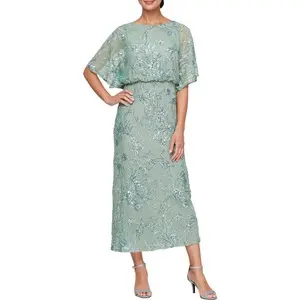 3/4 Sleeve Blouson Dresses