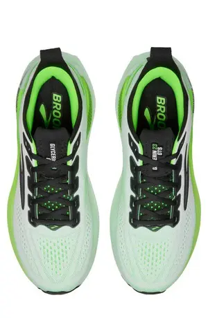 Brooks Glycerin Gts 23 Lace-up Running Shoe - White/phantom/green Gecko