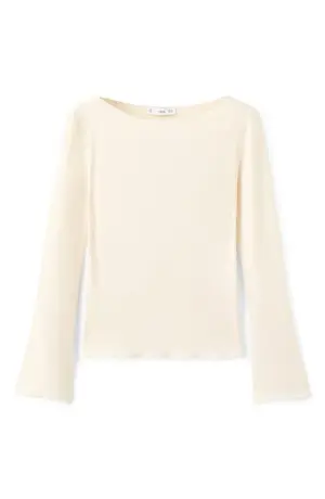 Mango Slim Fit Boatneck Top - Vanilla