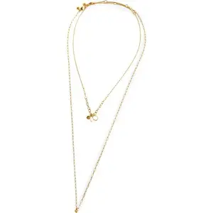 Madewell Long Horn Mother-of-pearl Layered Necklace - Antique Gold