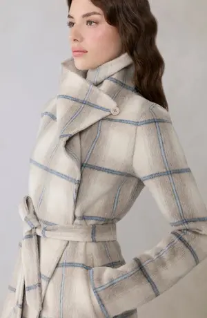 Soia & Kyo Plaid Wool-blend Wrap Coat