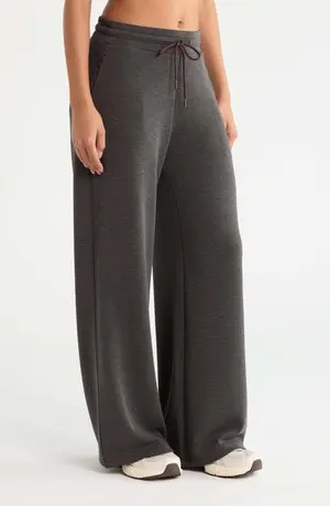Zella Soft Luxe Wide Leg Pants - Brown Mole Heather