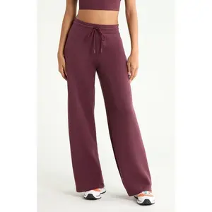 Zella Soft Luxe Wide Leg Pants - Burgundy Stem