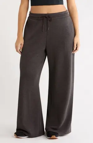 Zella Soft Luxe Wide Leg Pants - Brown Mole Heather