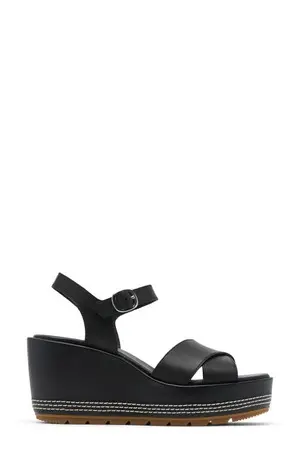 Sorel Sunpeak Platform Wedge Sandal - Black Gum 2