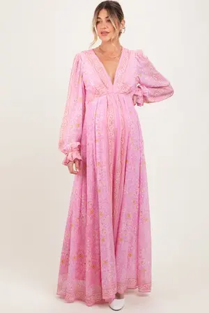 PINKBLUSH Paisley V-neck Maxi Dress