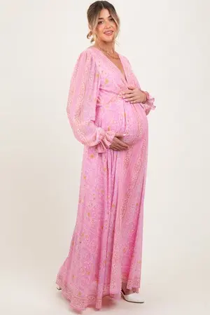 PINKBLUSH Paisley V-neck Maxi Dress