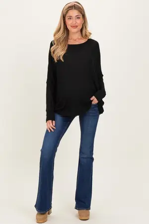 PINKBLUSH Maternity Flared Jeans - Navy Blue