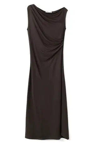 Mango Pleated One-shoulder Midi Dress