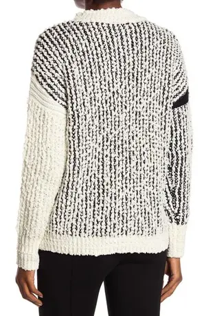Bobeau Colorblock Boucle Knit Pullover Sweater