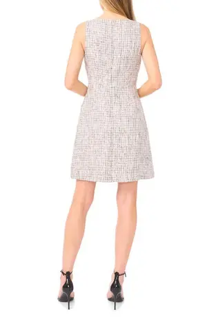 Halogen Sleeveless A-line Tweed Dress - Silver Birch