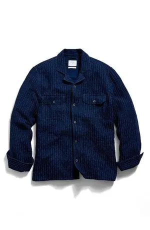 Billy Reid Pin Dot Cotton Dobby Overshirt