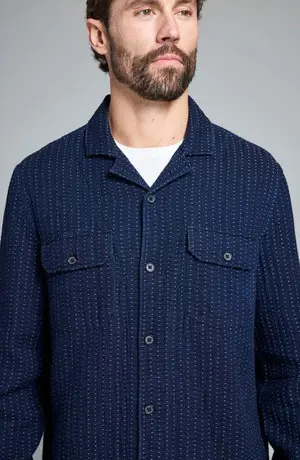 Billy Reid Pin Dot Cotton Dobby Overshirt