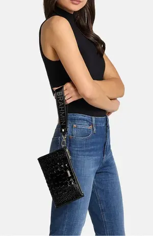 Brahmin Croc-embossed Leather Wristlet