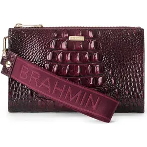Brahmin Croc-embossed Leather Wristlet - Oxblood