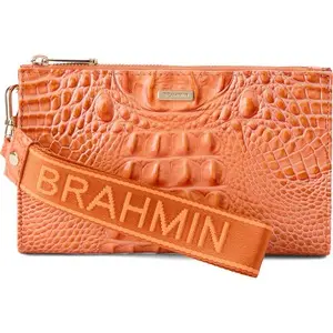 Brahmin Croc-embossed Leather Wristlet - Solar Orange