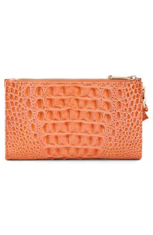 Brahmin Croc-embossed Leather Wristlet - Solar Orange