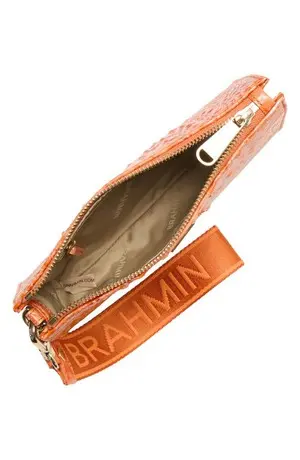 Brahmin Croc-embossed Leather Wristlet - Solar Orange