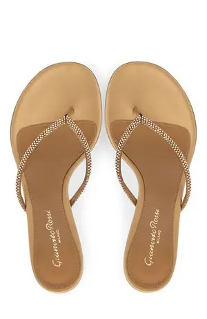 GIANVITO ROSSI India Crystal-embellished Thong Sandals - Brown Leather