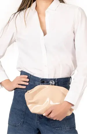 Nina Lyric Faux Leather Clutch - Beige