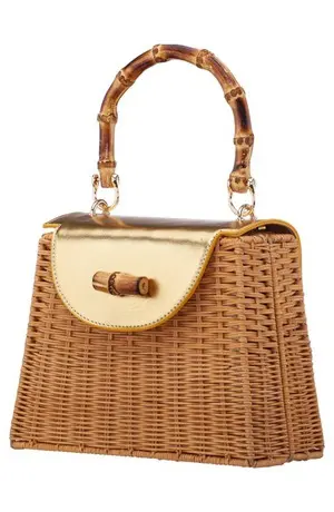 Nina Capri Top Handle Bag - Natural/gold