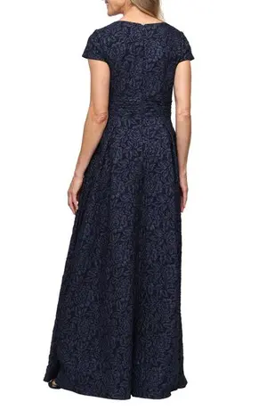 Alex Evenings Floral Jacquard Ballgown