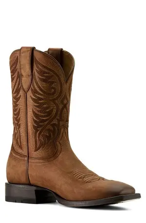 Ariat Wiley Wide Square Toe Cowboy Boots - Brown
