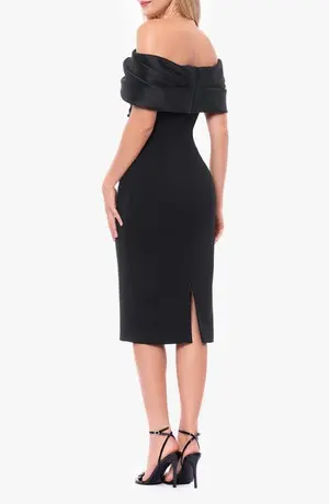 Betsy & Adam Off-the-shoulder Scuba Crepe Cocktail Dress