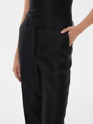 ALAS Tailored Silk Wool Straight-leg Pants
